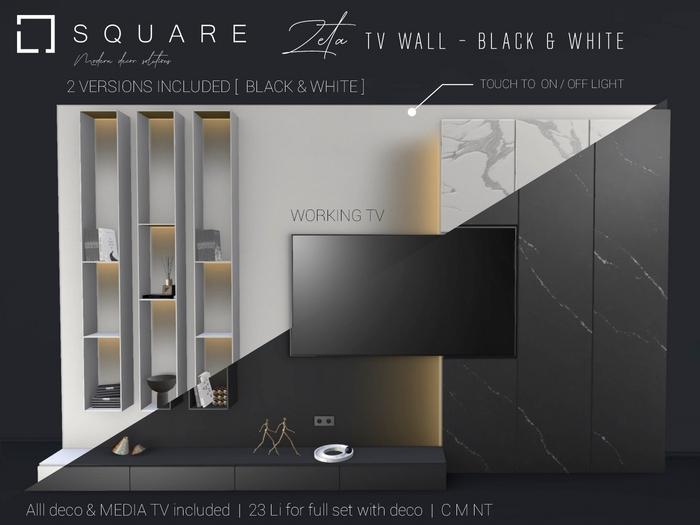 Second Life Marketplace - [ SQUARE ] - ZETA TV Unit set : FATPACK